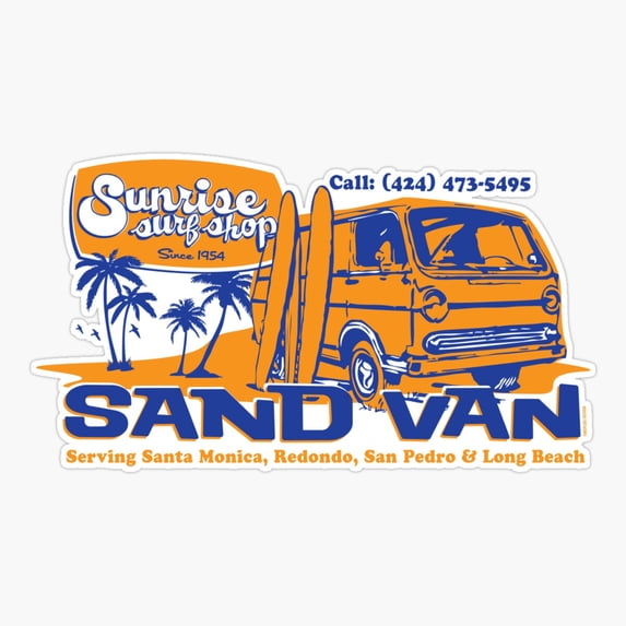 DOPASTICKER Sunrise Surf Sand Van Sticker, Phone Sticker Car Stickers ...