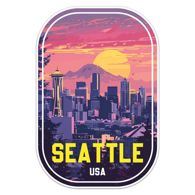 DOPASTICKER Sunrise Usa Seattle City Sticker Decal Phone Decal Water ...
