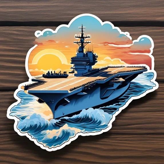 DOPASTICKER Sunset Aircraft Carrier Sticker Phone Decal Water Bottle ...