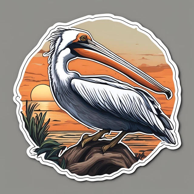 DOPASTICKER Sunset Pelican Sticker Phone Decal Water Bottle Stickers ...