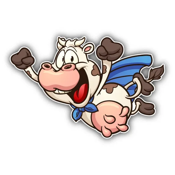 DOPASTICKER Super Cow Cartoon Car Sticker Phone Decal Water Bottle ...