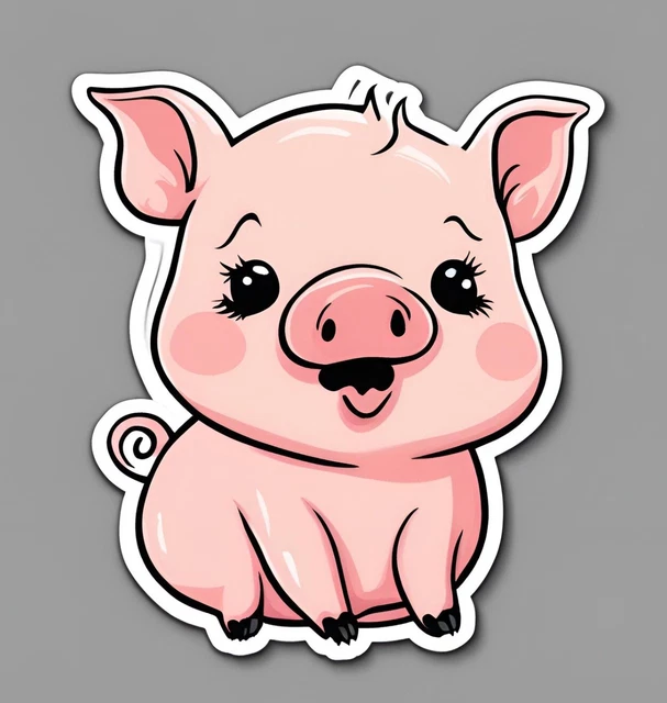 DOPASTICKER Super Cute Baby Piglet Sticker Phone Decal Water Bottle ...
