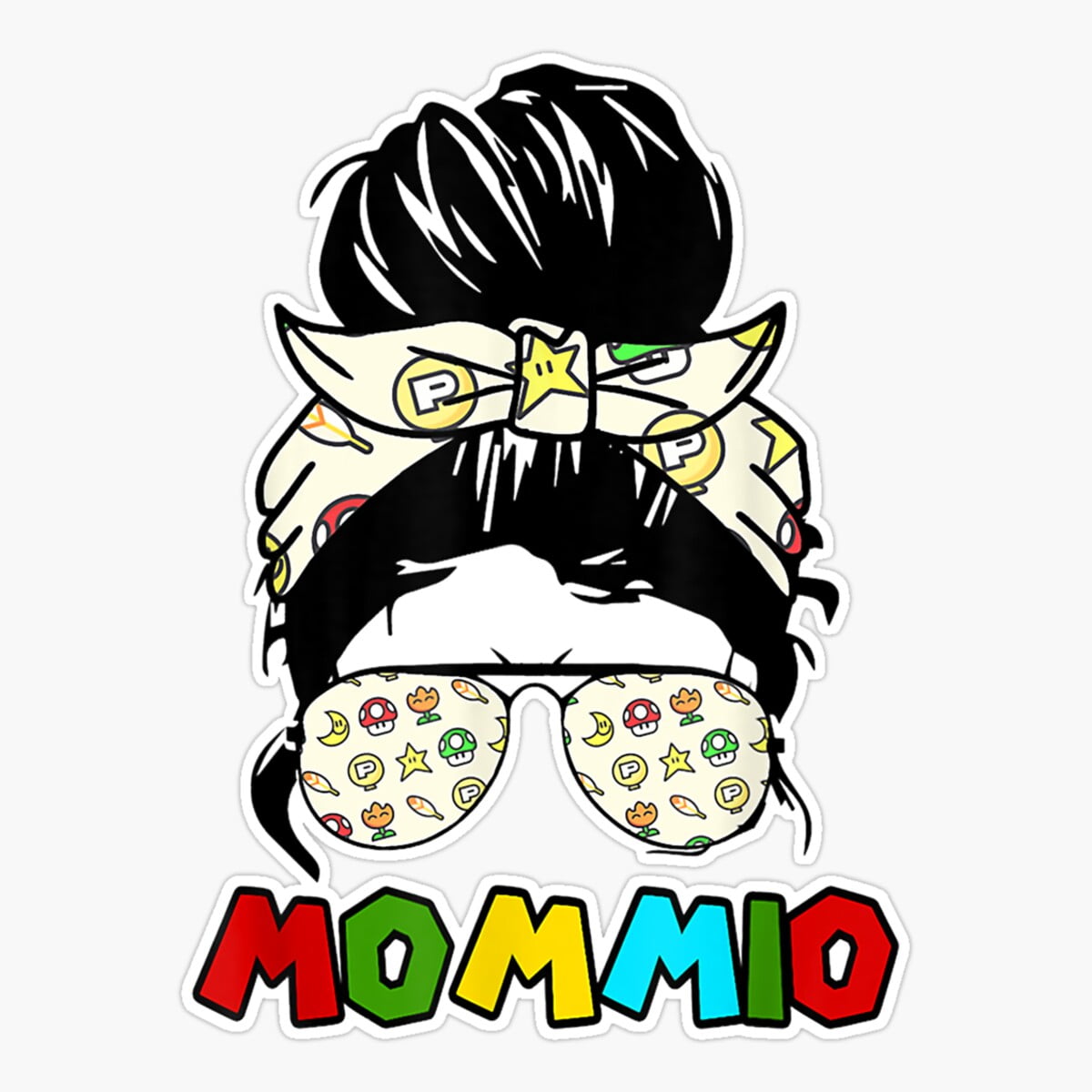 DOPASTICKER Super Mommio - Mom Life Messy Bun Sticker, Phone Sticker ...