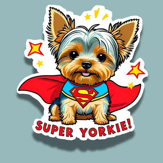 DOPASTICKER Super Yorkie Yorkshire Terrier Cute Laminated Sticker ...