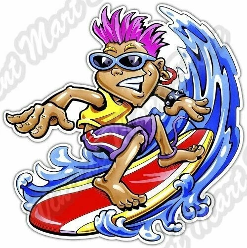 DOPASTICKER Surf Punk Surfing Extreme Boy Water Car Window Sticker ...
