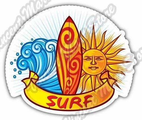 DOPASTICKER Surf Sun Wave Surfing Surfboard Gift Idea Car Sticker Decal ...