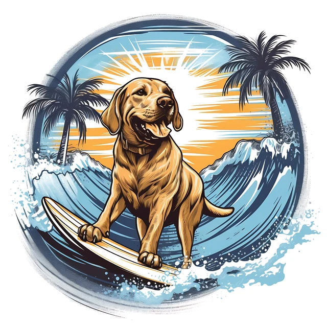 DOPASTICKER Surfing Dog Car Sticker Dogs Sticker Phone Sticker, Latop ...