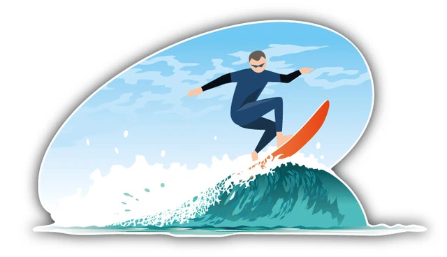 DOPASTICKER Surfing Travel Label Car Sticker Phone Decal Water Bottle ...