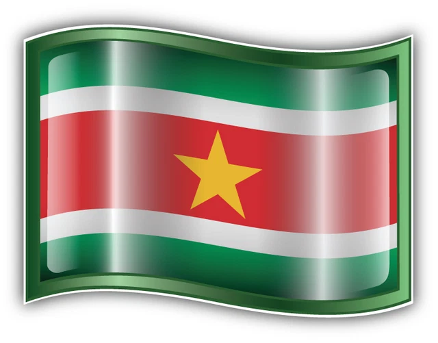 DOPASTICKER Suriname Waving Flag Sticker Decal Phone Decal Water Bottle ...
