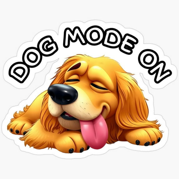 DOPASTICKER Surreal Golden Retriever Dog Mode Sticker, Waterproof ...