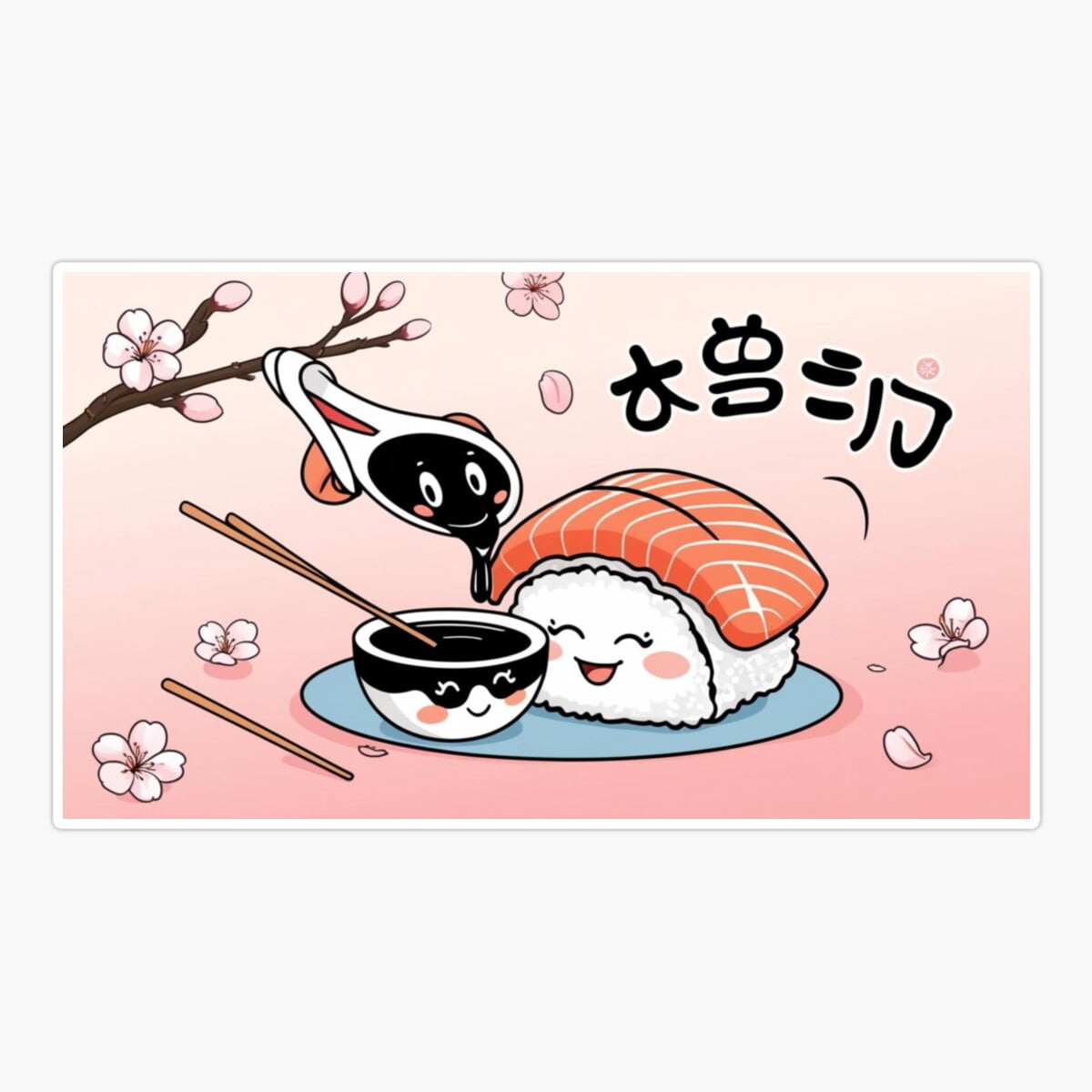 DOPASTICKER Sushi And Soy Sauce A Japanese Love Sticker, Phone Sticker ...