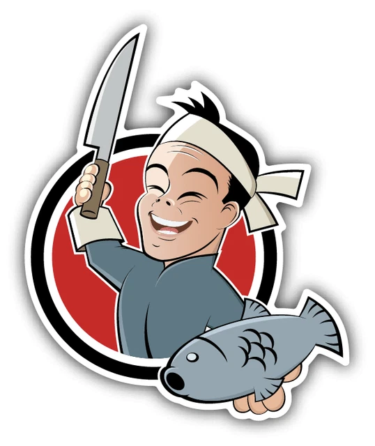DOPASTICKER Sushi Chef Cartoon Car Sticker Phone Decal Water Bottle ...
