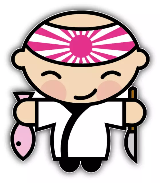 DOPASTICKER Sushi Chef Cartoon Car Sticker Phone Decal Water Bottle ...