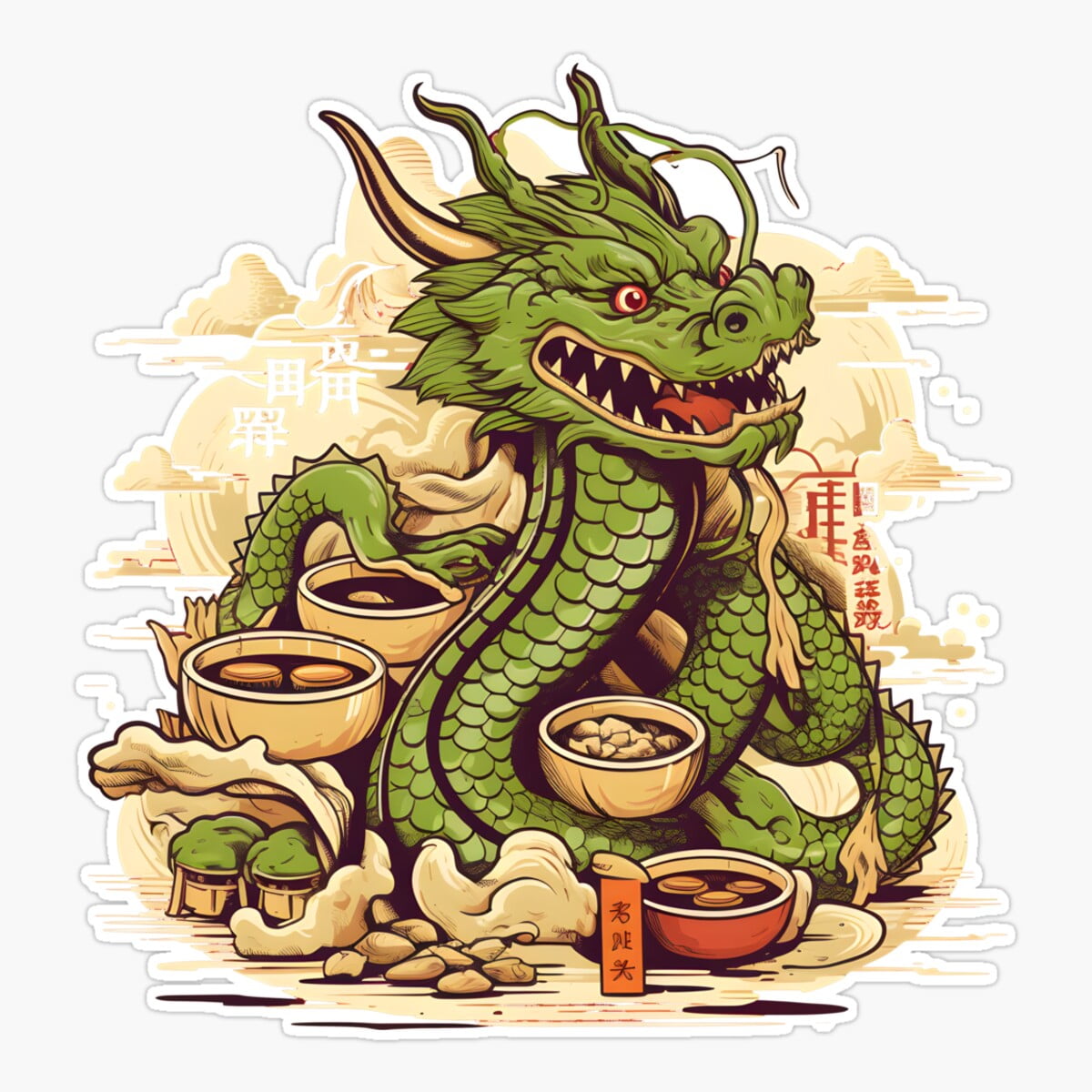 DOPASTICKER Sushi Dragon Japanese Kawaii Sticker, Phone Sticker Car ...