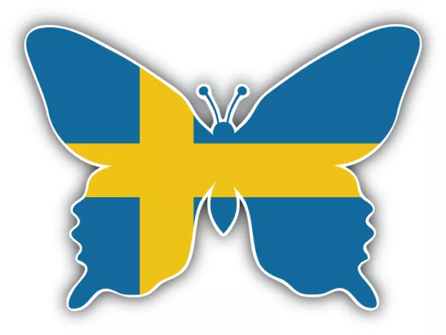 DOPASTICKER Sweden Flag Butterfly Sticker Decal Phone Decal Water ...