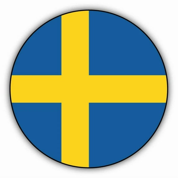 DOPASTICKER Sweden Round Flag Sticker Decal Phone Decal Water Bottle ...