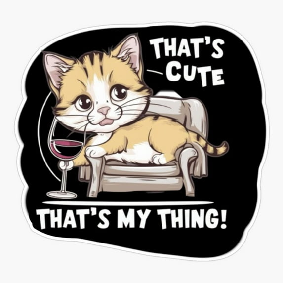 DOPASTICKER Sweet Cat Having Fun Sticker, Phone Sticker Water Bottle ...