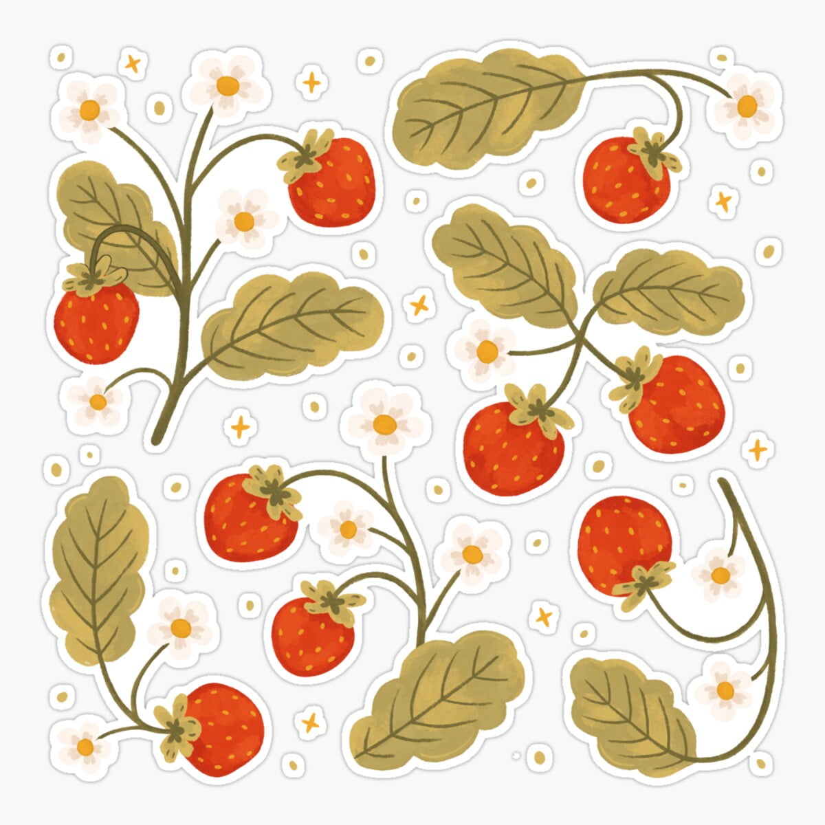 DOPASTICKER Sweet Strawberries Sticker, Phone Sticker Water Bottle ...