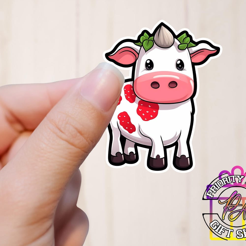 DOPASTICKER Sweet Strawberry Cow Stickers, Baby Pink Variation, Kawaii ...