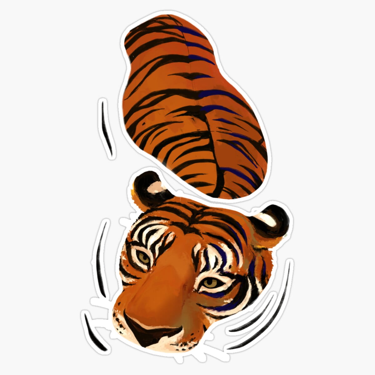 DOPASTICKER Swimming Tiger Sticker, Phone Sticker Car Stickers ...