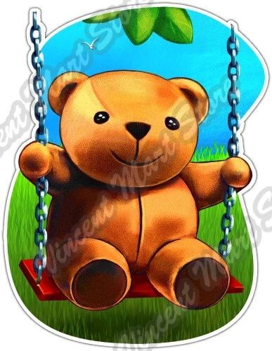 DOPASTICKER Swinging Teddy Bear Cartoon Kid Swing Toy Car Sticker Decal ...