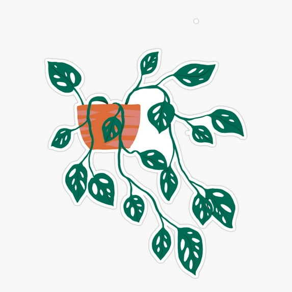 DOPASTICKER Swiss Cheese Vine In An Orange Pot Sticker, Phone Sticker ...