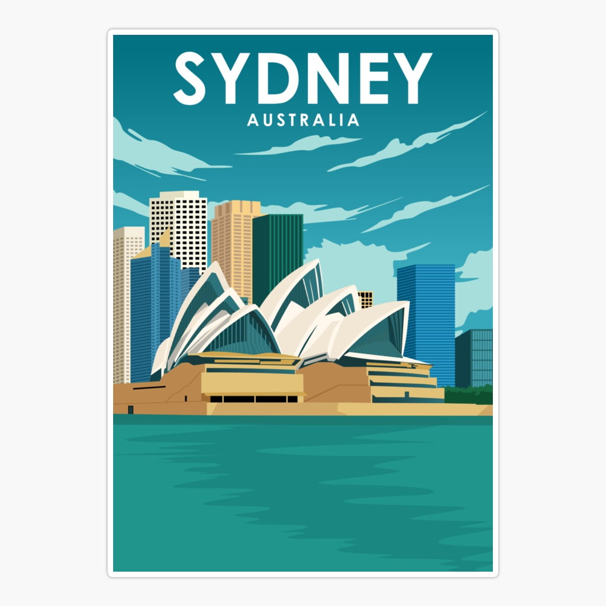 DOPASTICKER Sydney Australia Minimal Oprah House Travel Poster Sticker ...
