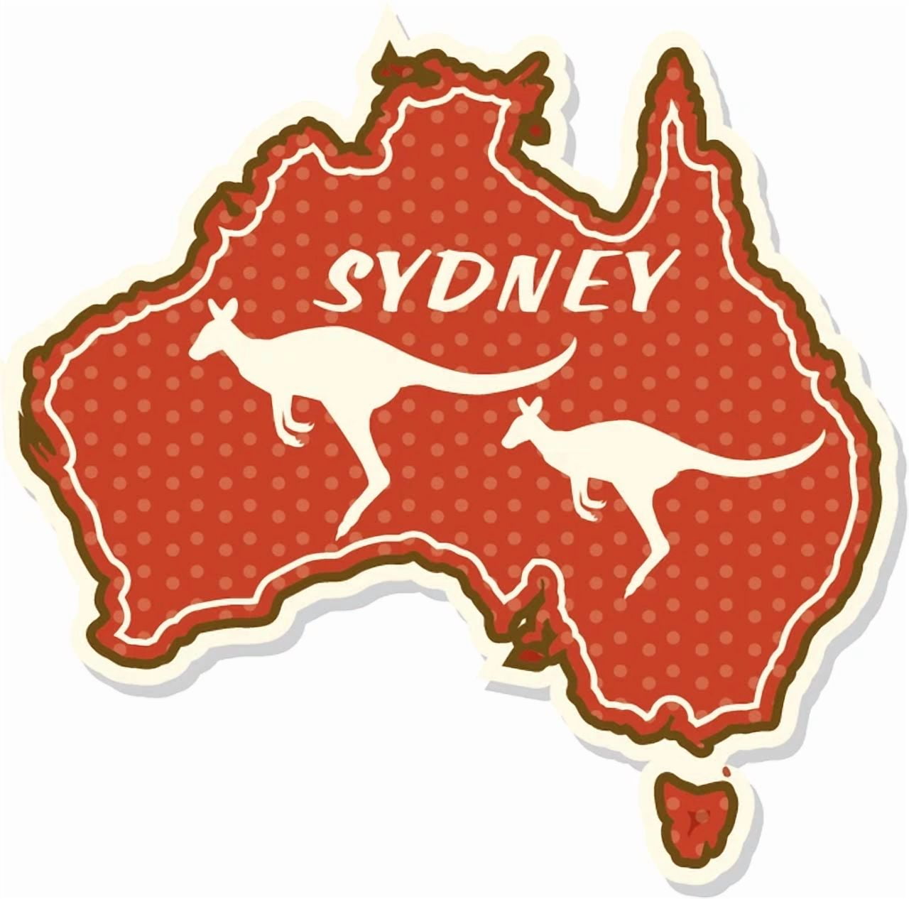 DOPASTICKER Sydney Map With Kangaroo Sticker Decal Phone Decal Water ...