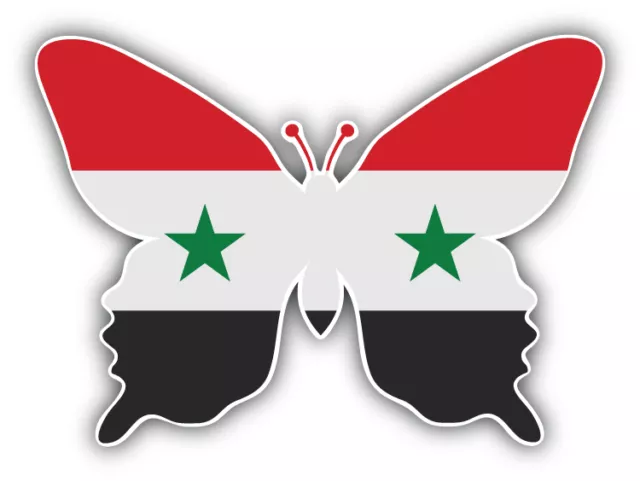 DOPASTICKER Syria Flag Butterfly Sticker Decal Phone Decal Water Bottle ...