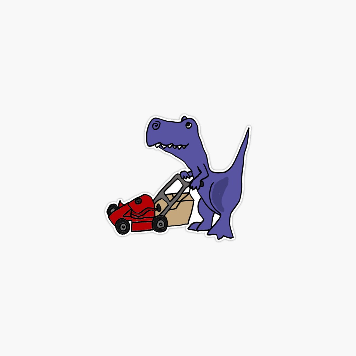 DOPASTICKER T-Rex Dinosaur Mowing The Lawn Sticker, Phone Sticker Car ...