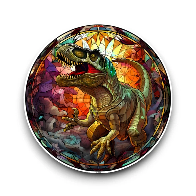 DOPASTICKER T-Rex Dinosaur Stained Glass Style Window Design Opaque ...
