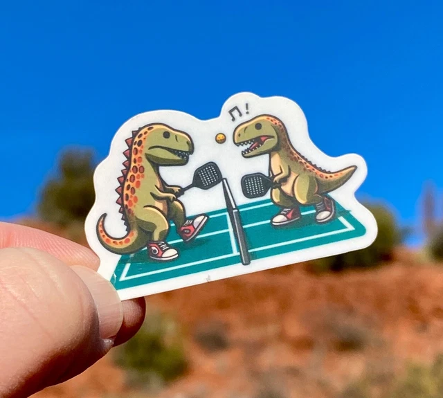 DOPASTICKER T-Rex Dinosaurs Playing Pickleball Sticker, Gift, Paddles ...