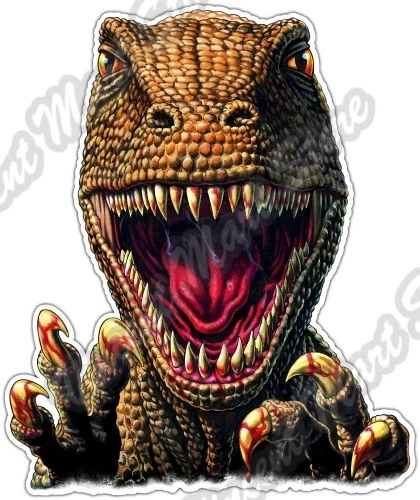 DOPASTICKER T-Rex Face Dinosaur Reptile Lizard Jurassic Car Sticker ...