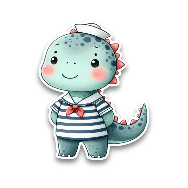 DOPASTICKER T-Rex Kawaii Dinosaur Sailor Sticker Car Window Scrapbook ...