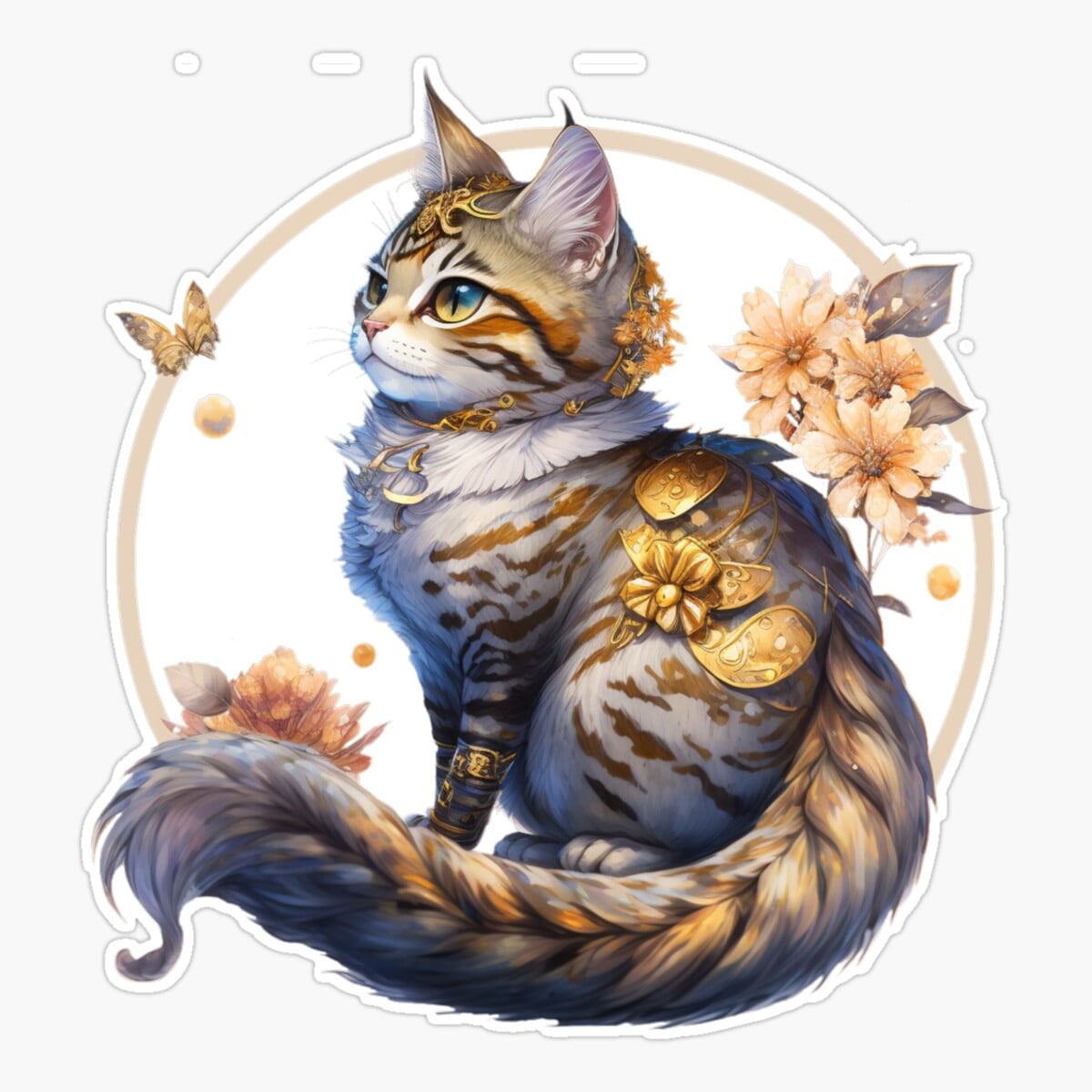 DOPASTICKER Tabby Cat Sticker, Phone Sticker Water Bottle Sticker Car ...