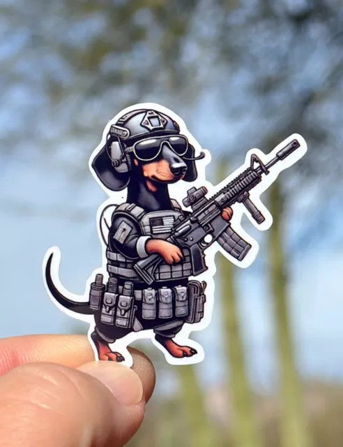DOPASTICKER Tactical Dachshund Sticker, Decal, Military, Dog, Police ...