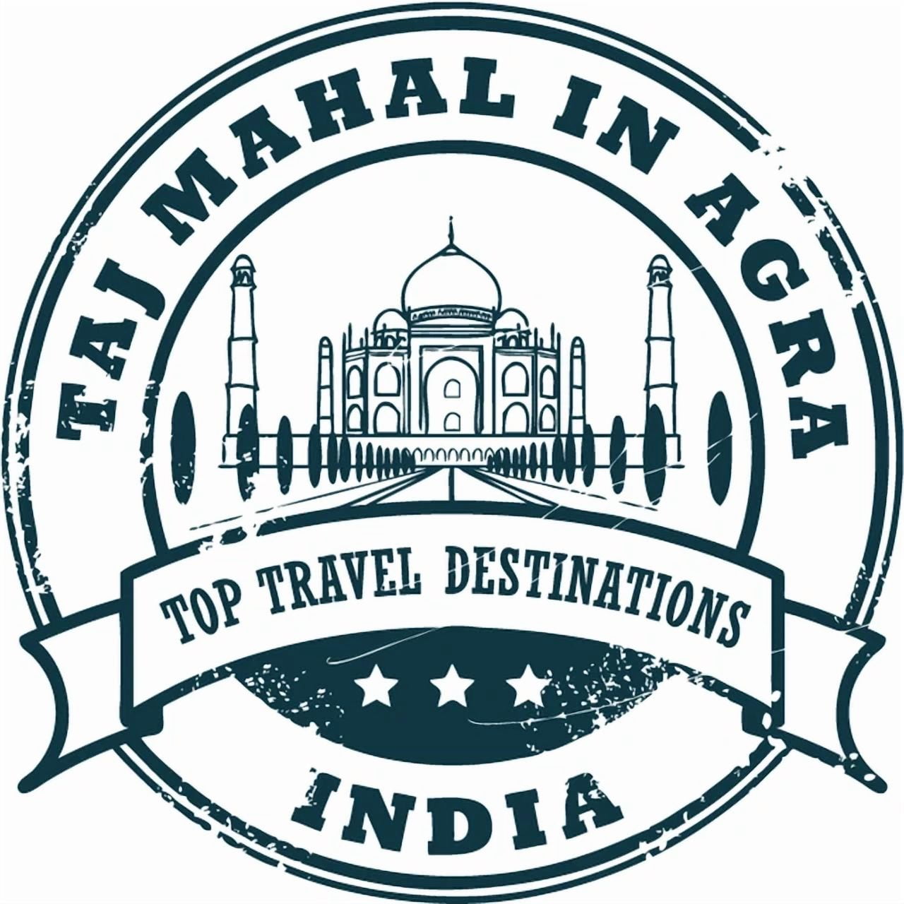 DOPASTICKER Taj Mahal India Agra Travel Destination Grunge Sticker ...