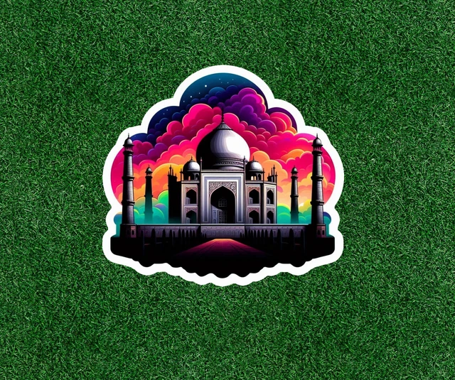DOPASTICKER Taj Mahal Under A Rainbow Sky Sticker Decal Phone Decal ...