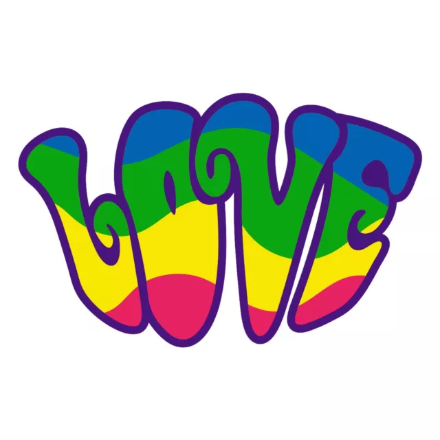 DOPASTICKER Tall Love Sticker Hippie Psychedelic 60S 70S Boho Rainbow ...