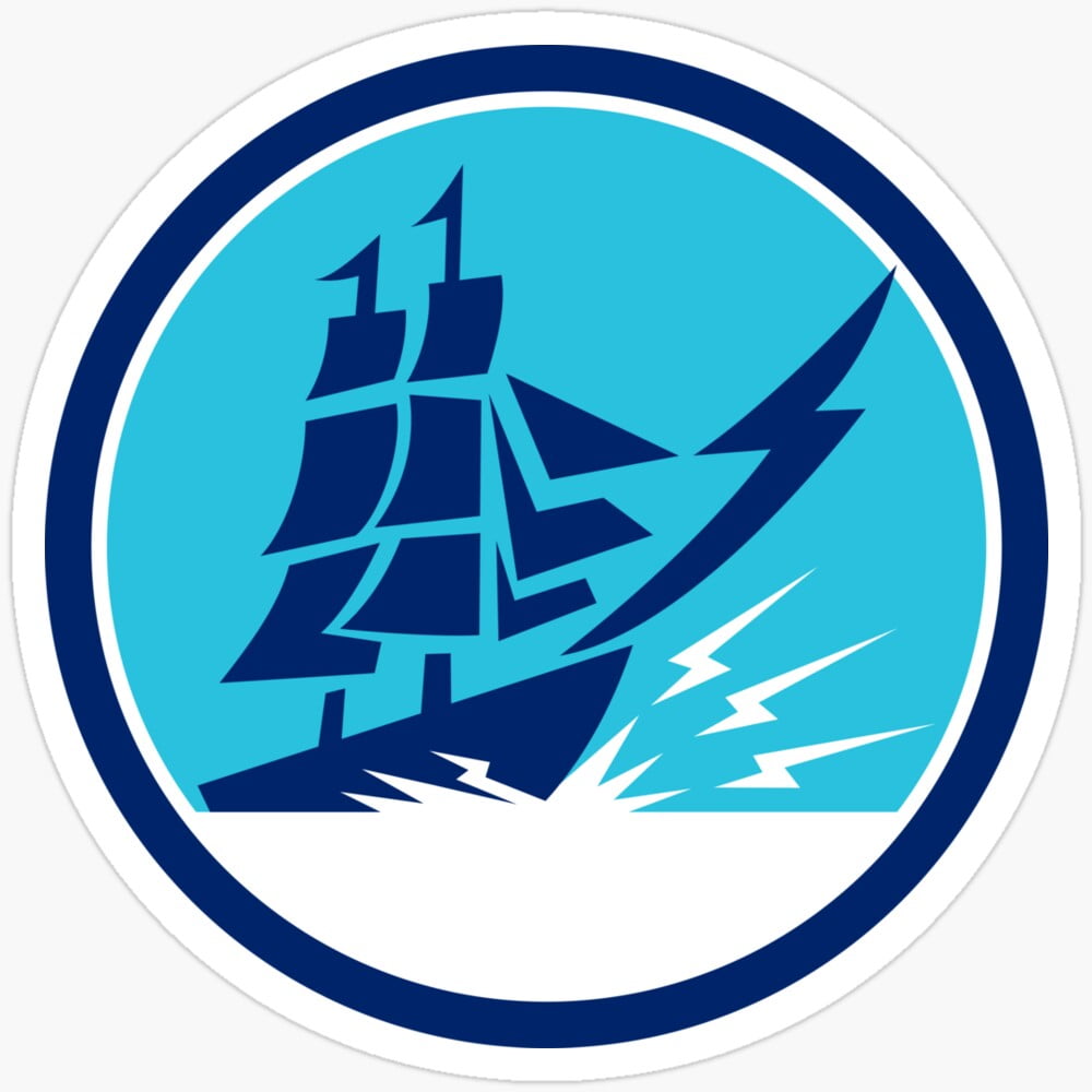 DOPASTICKER Tall Sailing Ship Lightning Bolt Circle Sticker Phone Decal ...