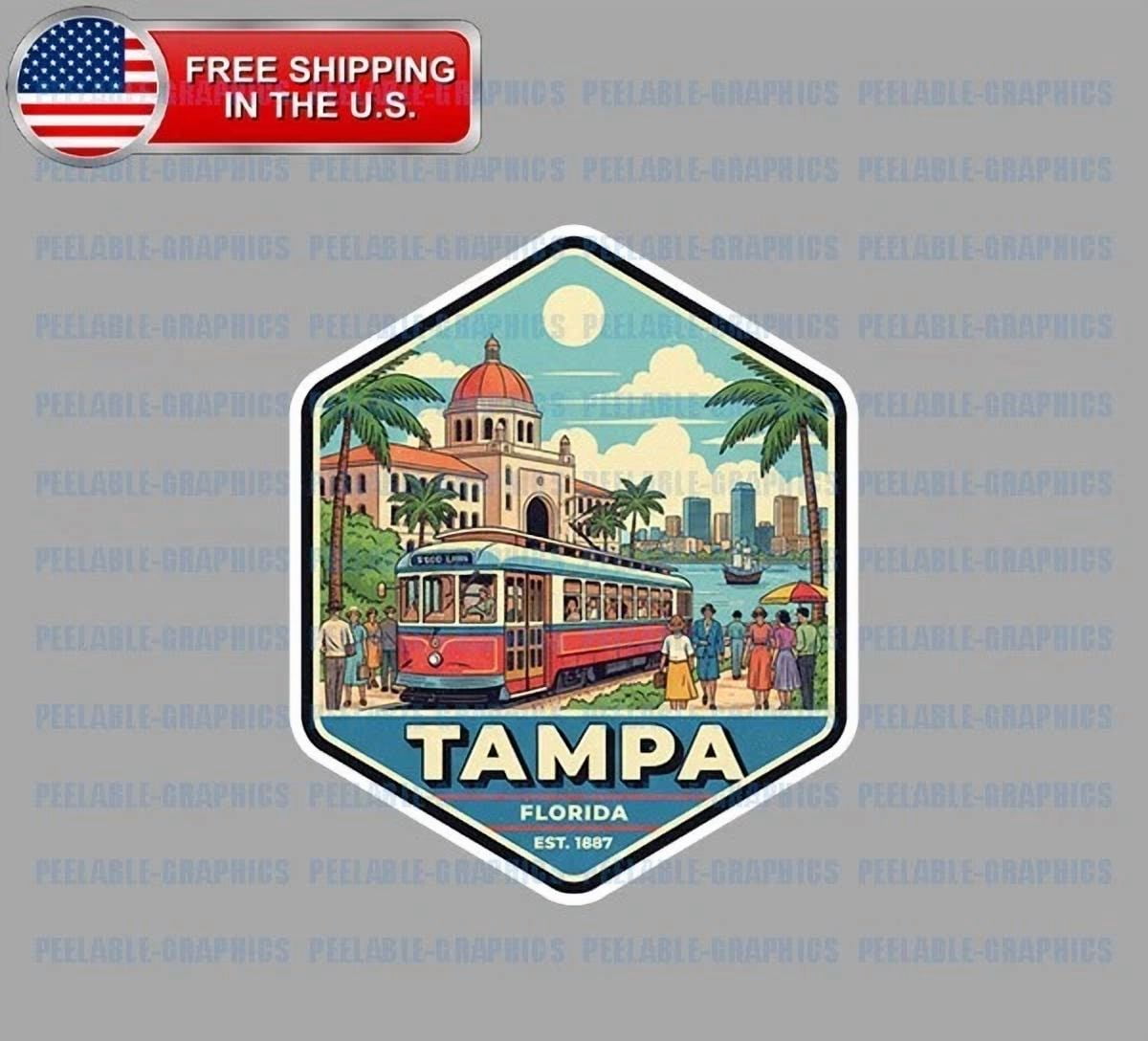DOPASTICKER Tampa Florida Fl Sticker Souvenir Travel Sticker Phone ...