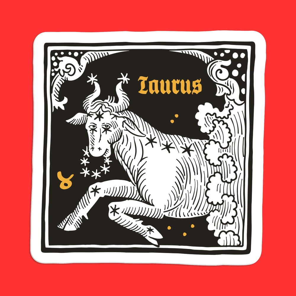 DOPASTICKER Taurus Zodiac Sticker, Bull Decal, Mystical Astrology Art ...