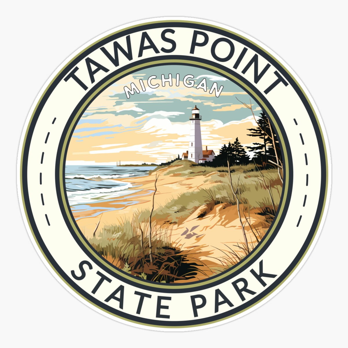 DOPASTICKER Tawas Point State Park Michigan Travel Art Badge Sticker ...