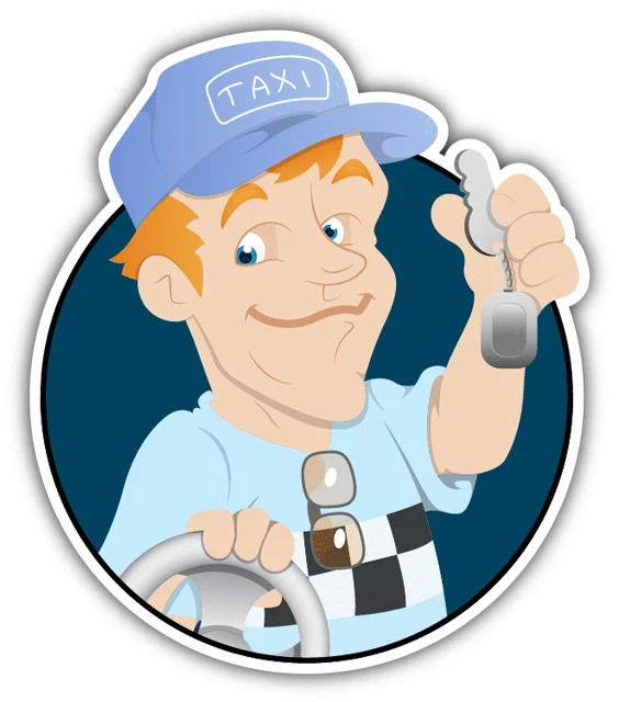 DOPASTICKER Taxi Driver Keys Cartoon Car Sticker Phone Decal Water ...