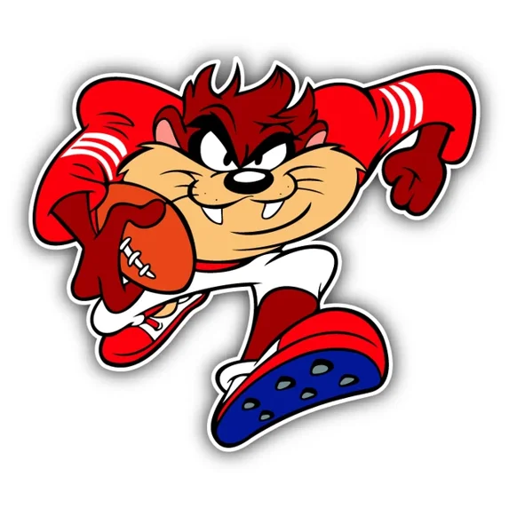 DOPASTICKER Taz Football Player Cartoon Car Sticker Decal Phone Decal ...