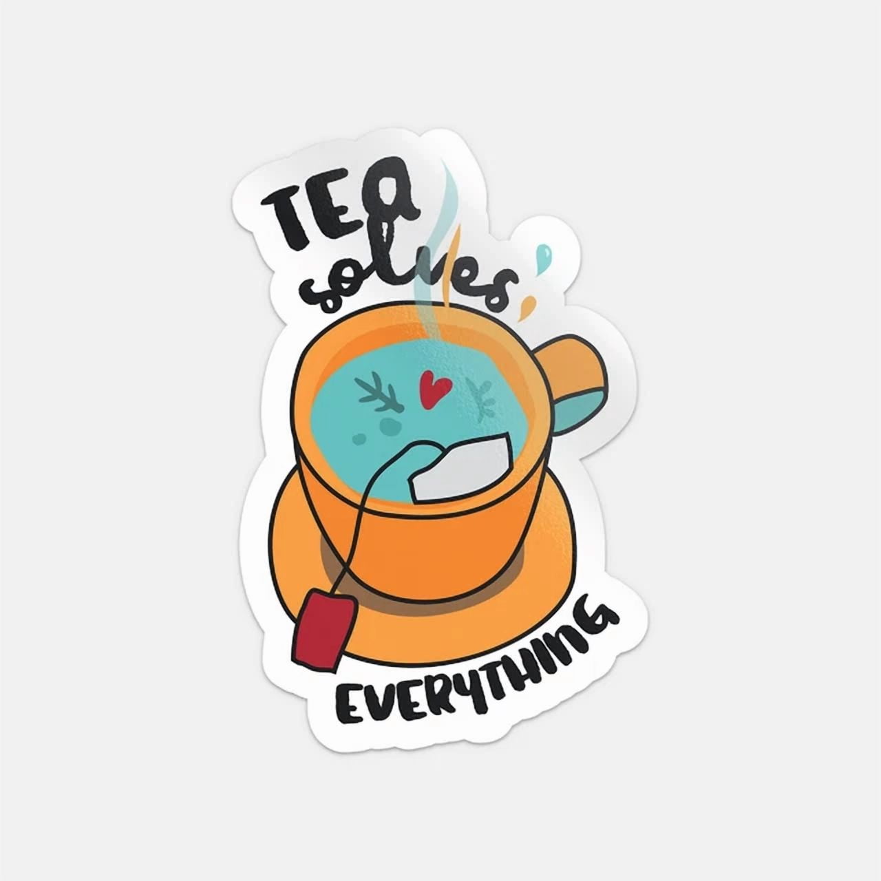 DOPASTICKER Tea Solves Everything Sticker Decal Phone Decal Water ...