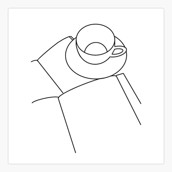 DOPASTICKER Teacup And Books Line Drawing Sticker, Phone Sticker Car ...