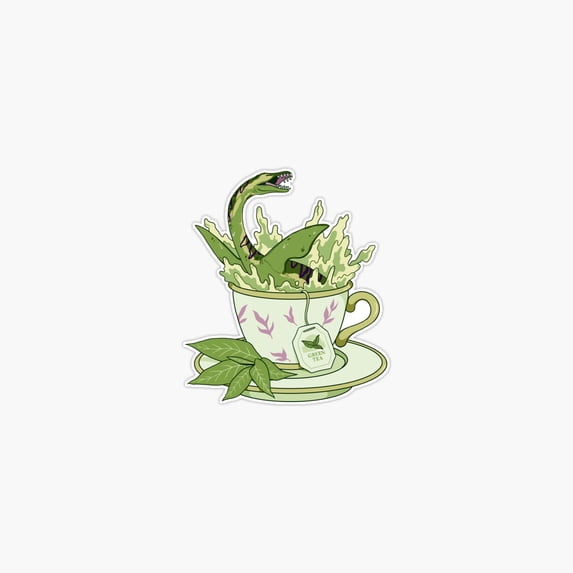 DOPASTICKER Teacup Dinos: Green Tea Plesiosaur Sticker Phone Sticker ...