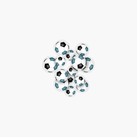 DOPASTICKER Teal & Black Soccer Balls Pattern Sticker, Phone Sticker ...