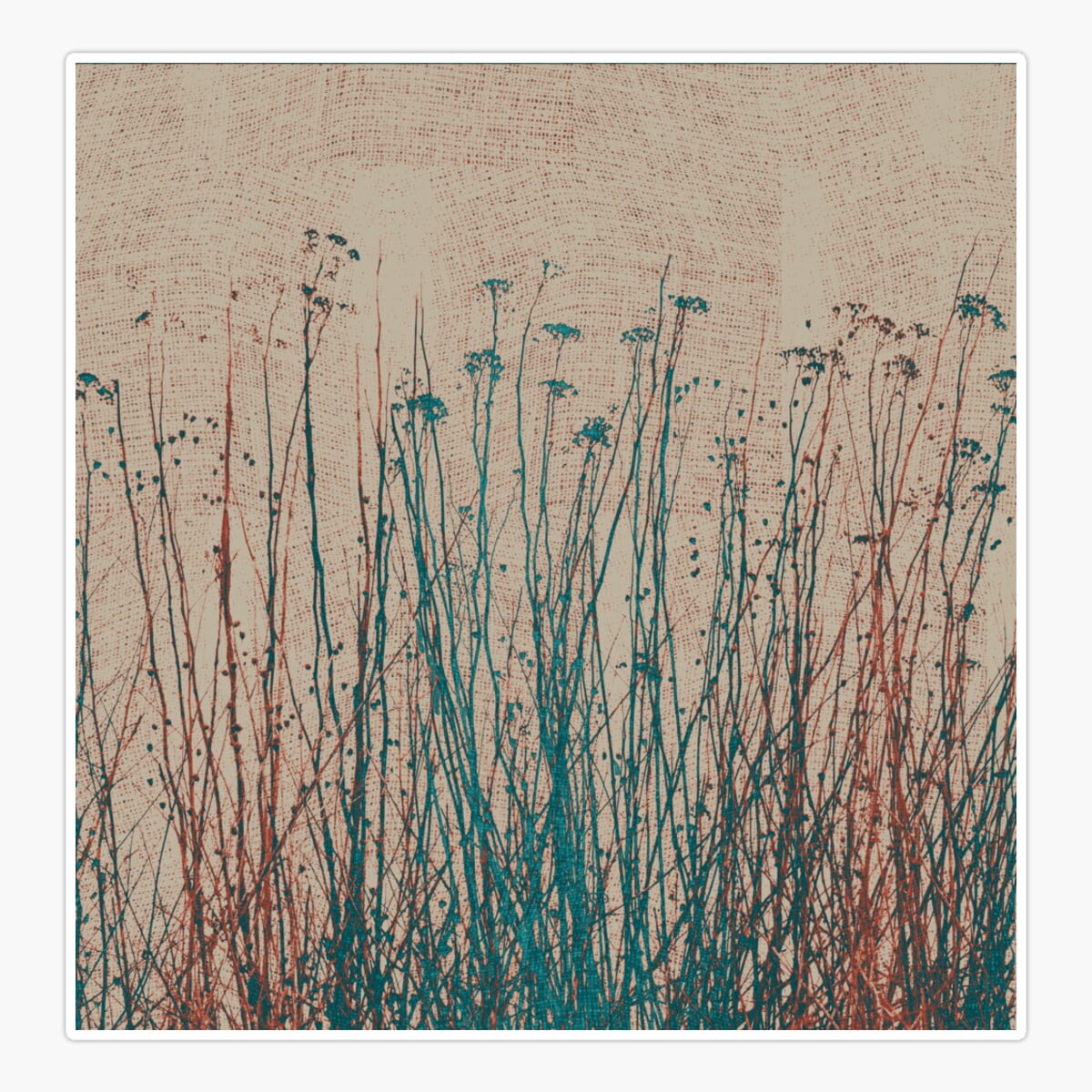 DOPASTICKER Teal Green Red Almond Botanical Dried Plants Sticker, Phone ...